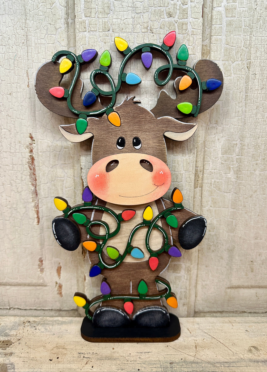 Moose in Christmas Lights - Unpainted – Elderberry Place