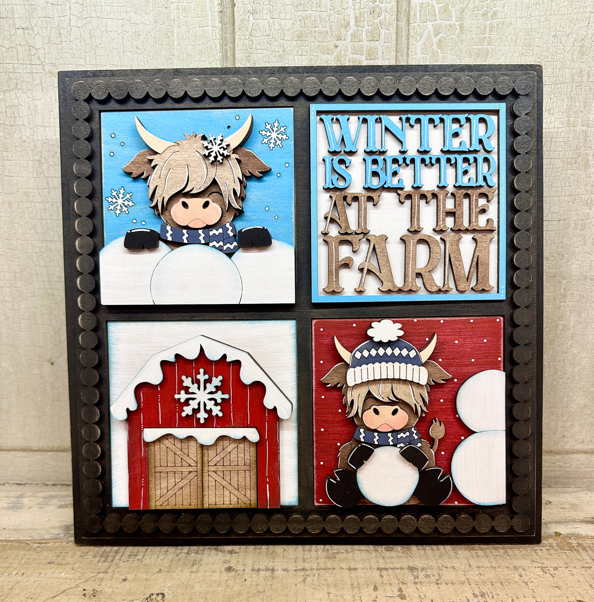 Winter Highland Cow Ladder or Frame Inserts - Unpainted – Elderberry Place