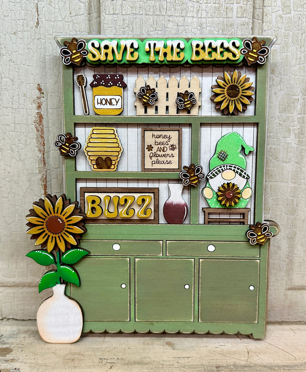 Sunflower & Bee Hutch Shelf Sitter - Unpainted – Elderberry Place