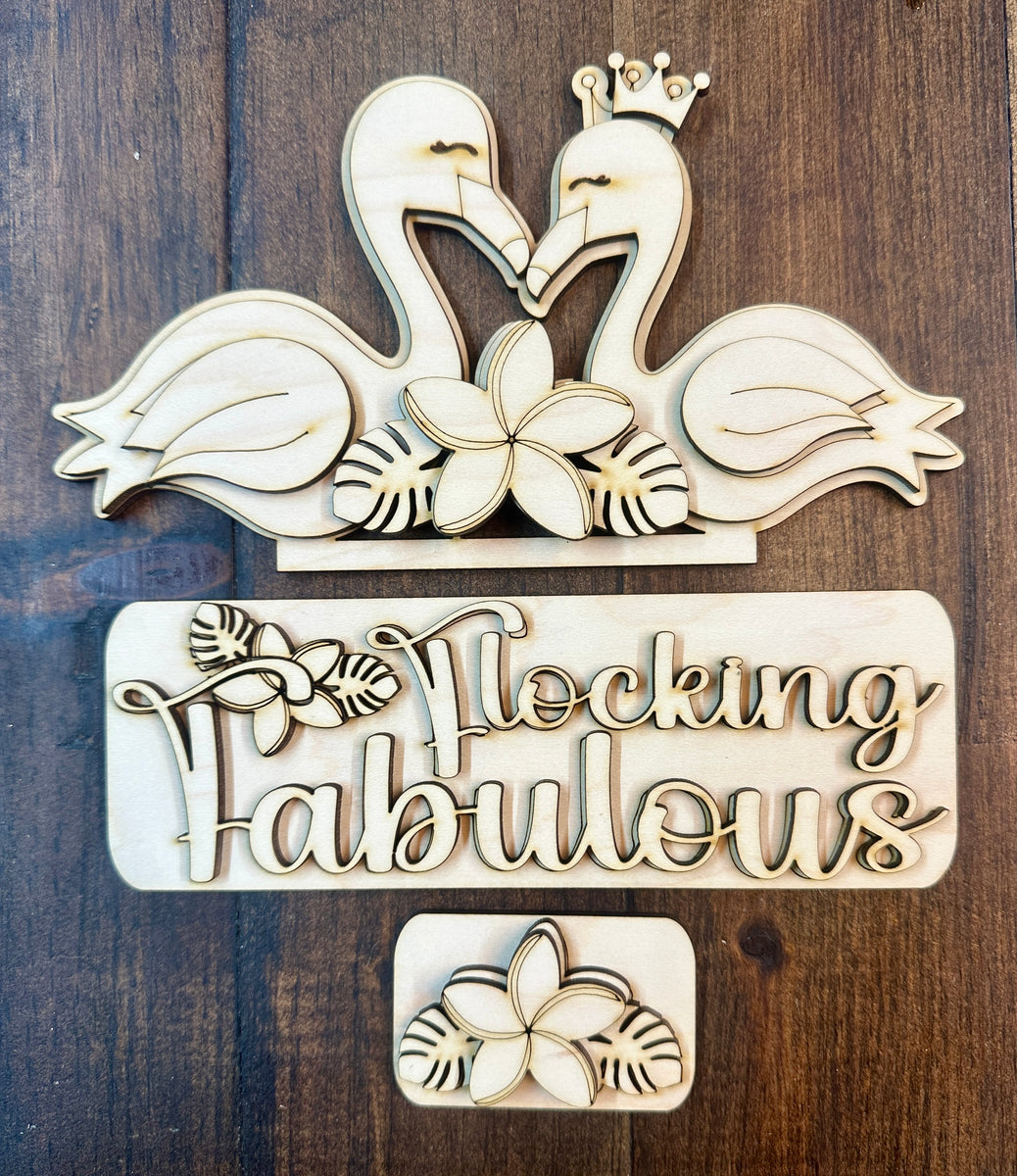 Flocking Fabulous Flamingos Insert for Truck, Fence, Bread Board, Door ...